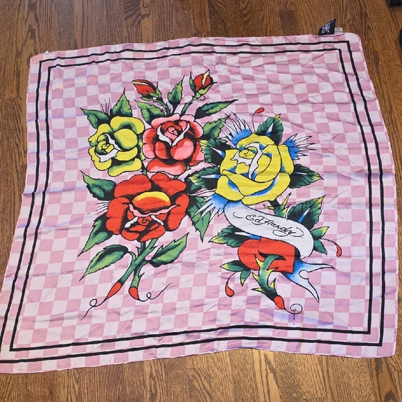 Ed Hardy | Accessories | Ed Hardy Rose Tattoo Scarf | Poshmark